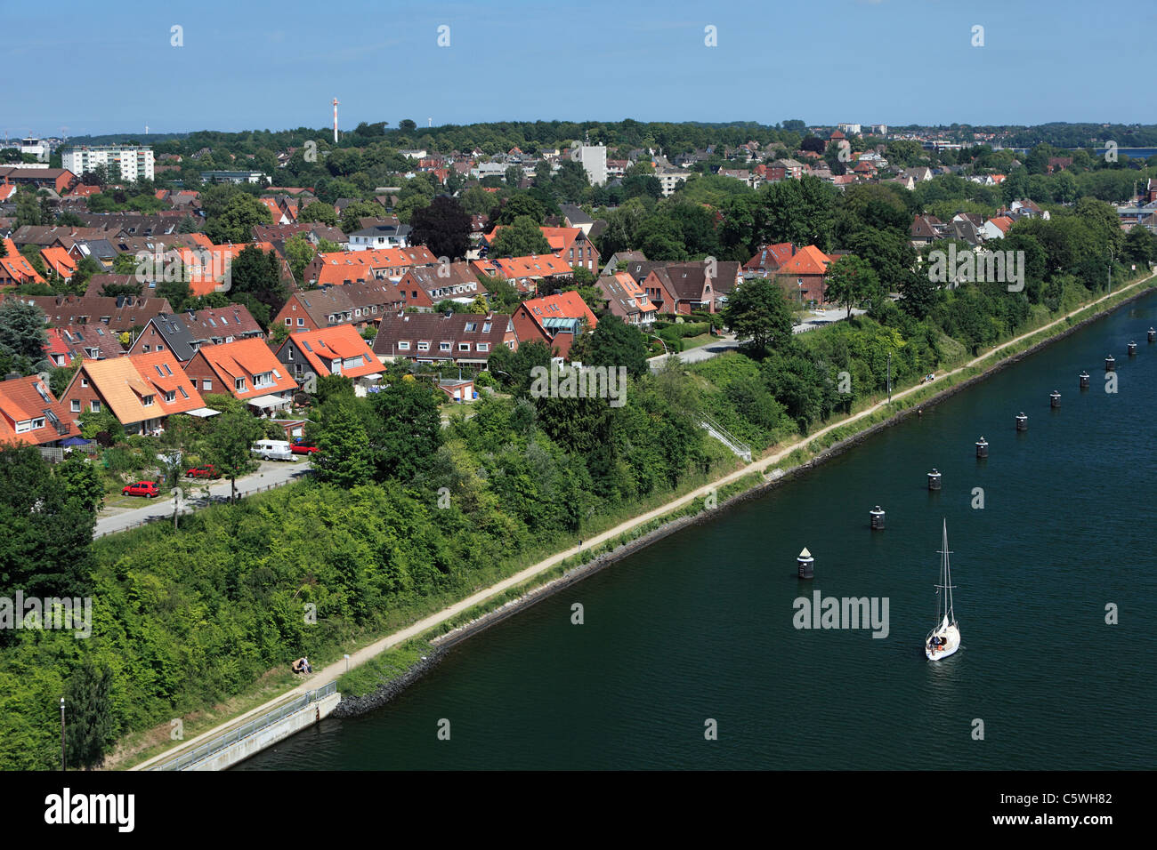 Blick schlug Den Nord-Ostsee-Kanal Nach Kiel-Holtenau, Kieler Foerde, Ostsee, Schleswig-Holstein ...