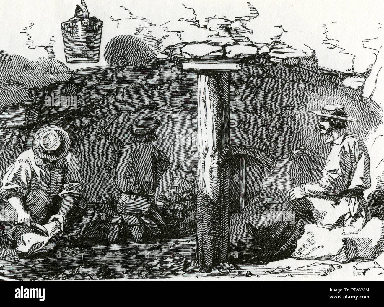 GOLD MINING IN Kalifornien in der Mitte der 1800er Stockfotografie - Alamy