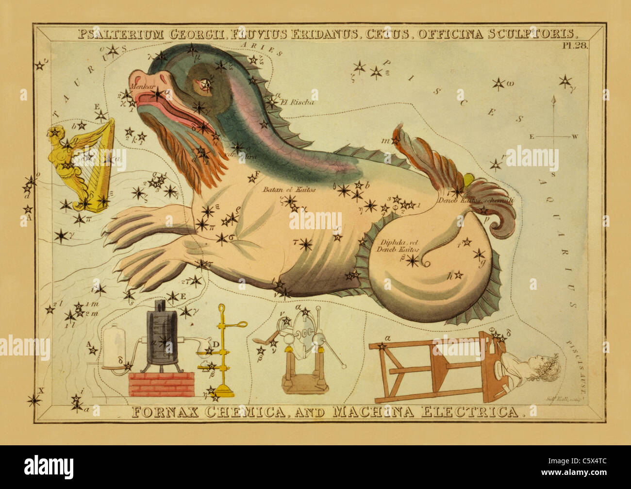 Psalterium Georgii, Fluvius Eridanus, Cetus, Officina Sculptoris ...