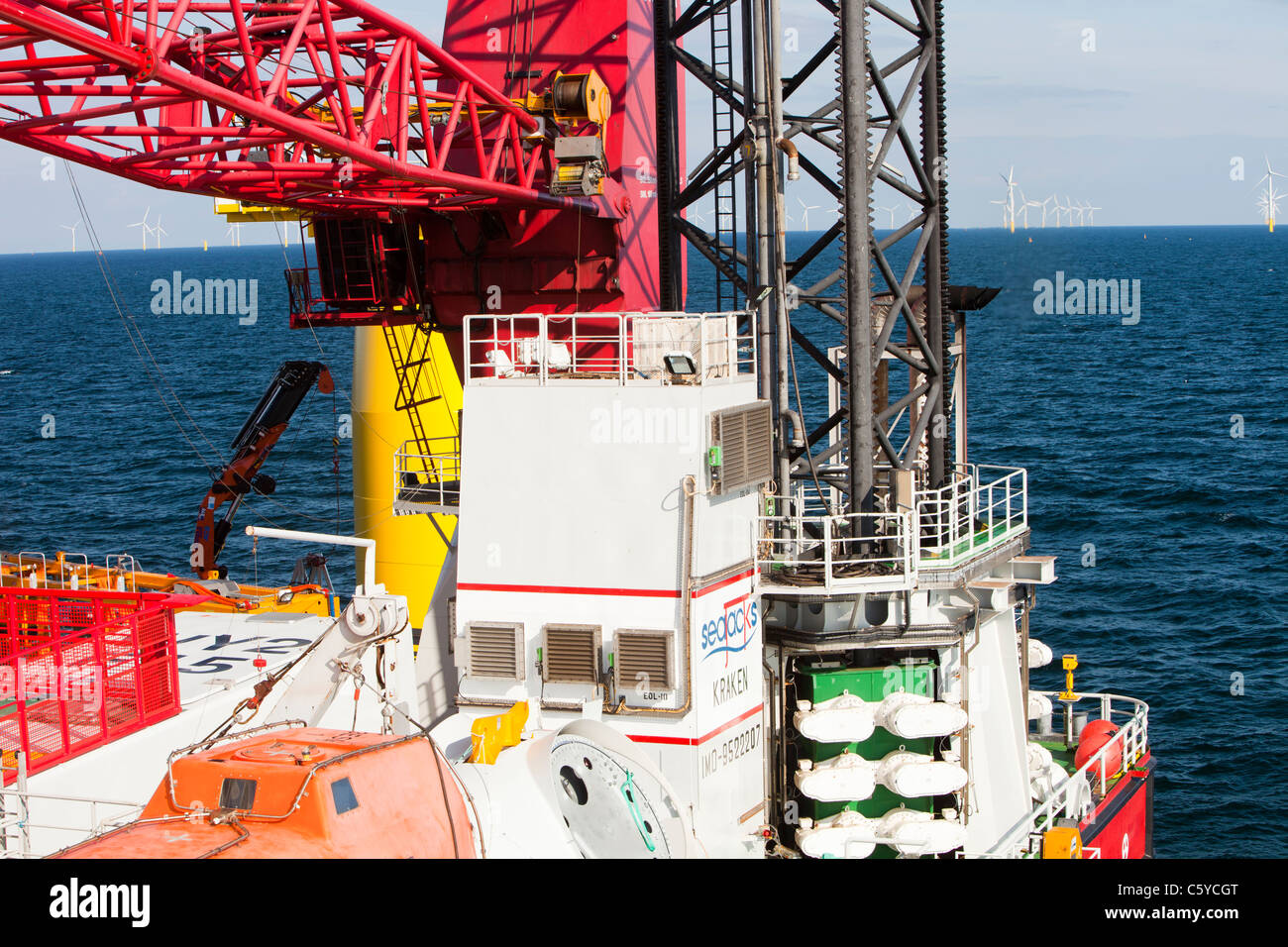 Das Aufbocken Lastkahn, Kraken, die verwendet wird, um die Walney ...