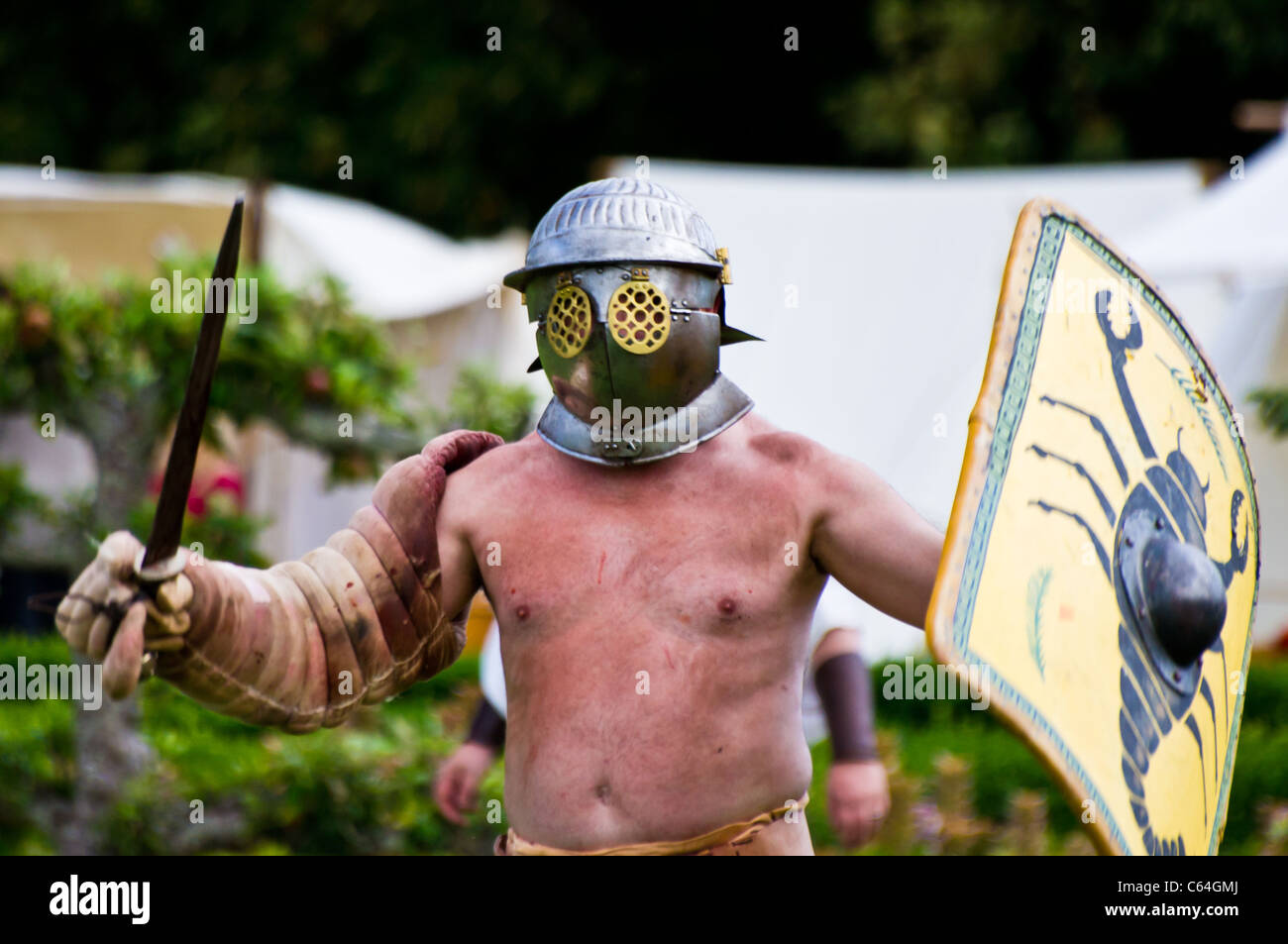 Römischer Gladiator Reenactment im Fishbourne Roman Palace ...