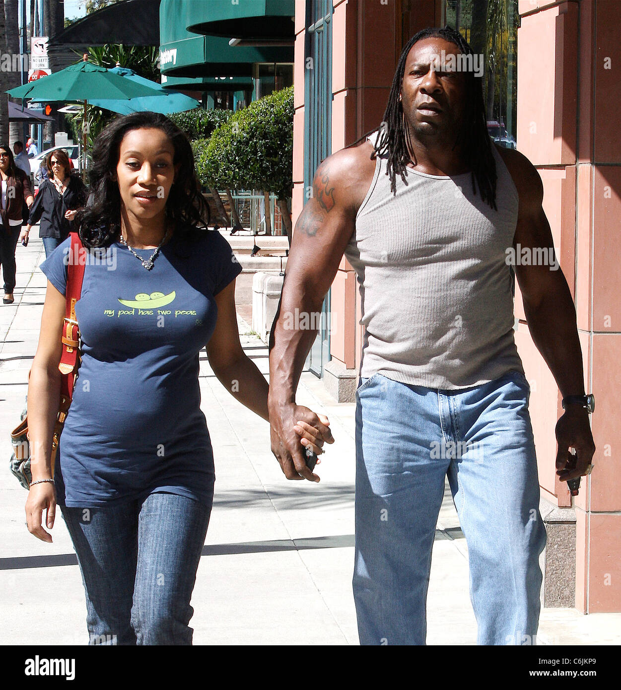 US-amerikanischer Wrestler Booker T, aka Booker Huffman, unterwegs mit seiner Freundin in ...