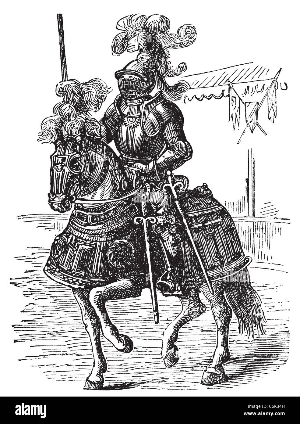 Mittelalterliches Gepanzertes Pferd Dextrarius Das Grosse