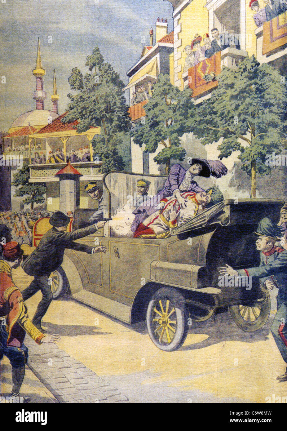 Ermordung des ERZHERZOGS FERDINAND von Österreich und seine Frau Sophie ...