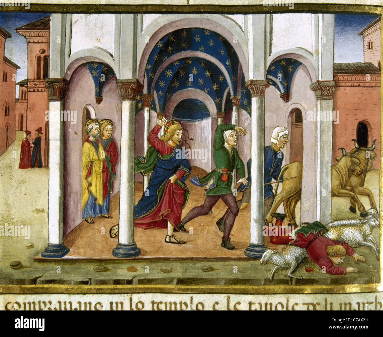Jesus die Händler aus dem Tempel zu vertreiben. Codex der Predis (1476 ...