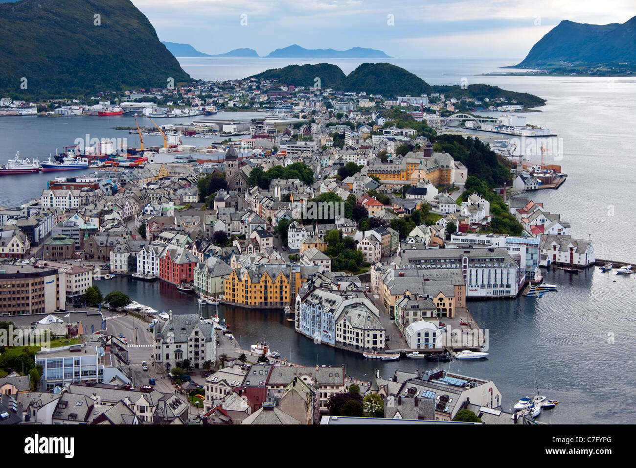 Überblick über Alesund, Norwegen, vom Berg Aksla Stockfotografie - Alamy