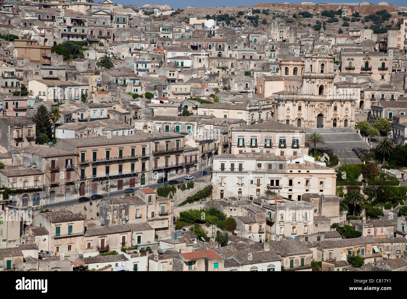 Blick auf die barocke Stadt von Modica, Sizilien, Sicilia, Italien ...