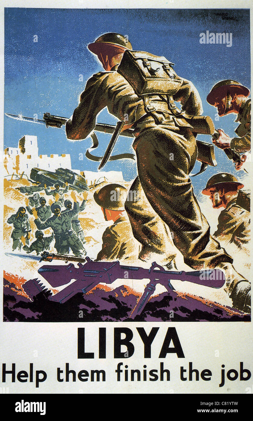 Libyen - helfen Sie FINISH THE JOB britischen WW2 Plakat mit deutschen unter Beschuss im ...