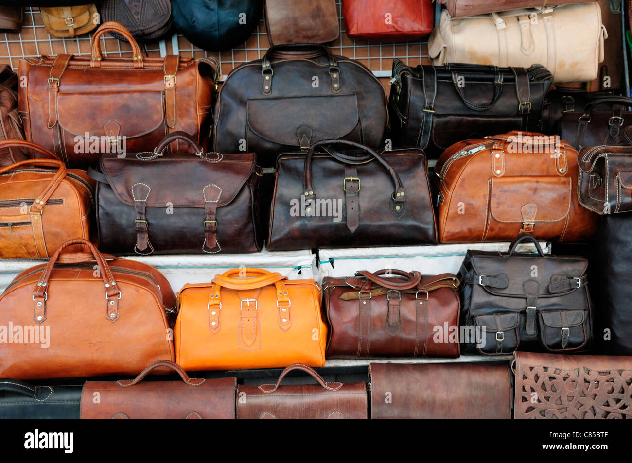 Ledertaschen für Verkauf, Marrakesch, Marokko Stockfotografie - Alamy