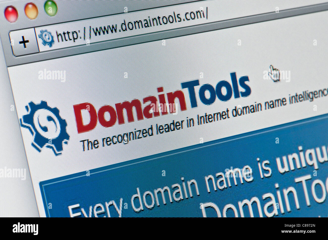 Nahaufnahme von der Domain Tools Logo wie auf ihrer Website zu sehen ...