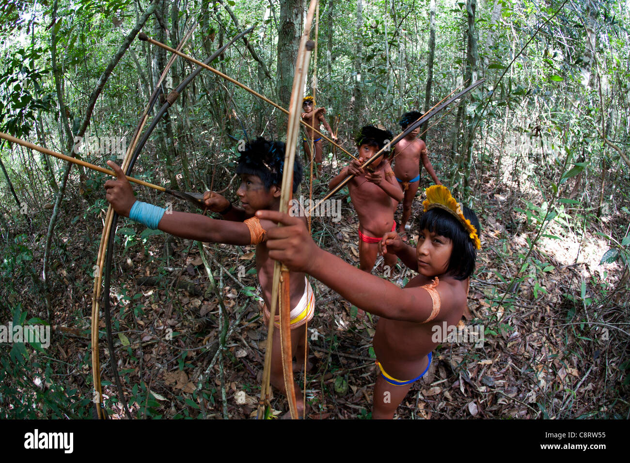 Xingu Indian Hunting Stockfotos und -bilder Kaufen - Alamy