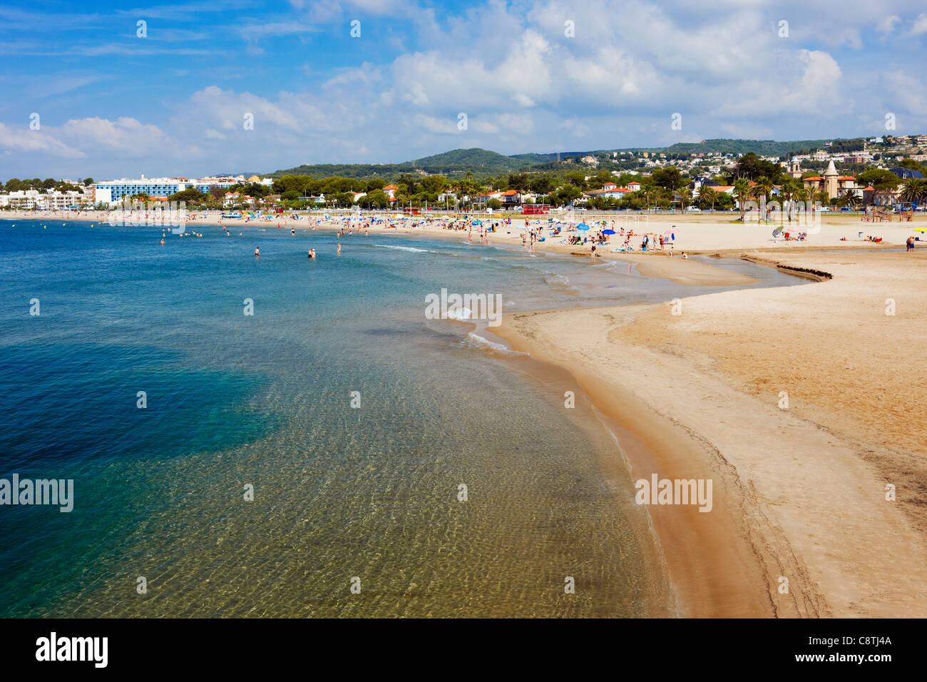 Coma Ruga Strand. El Vendrell, Katalonien, Spanien Stockfotografie - Alamy