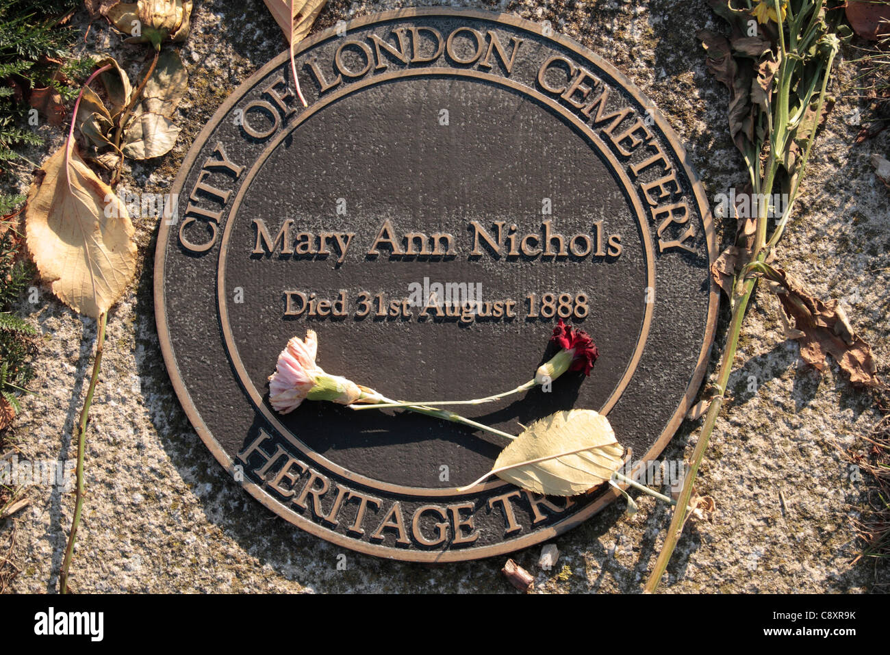 Memorial Marker, Mary Ann Nichols, ein Jack der Ripper-Opfer in der City von London Friedhof ...