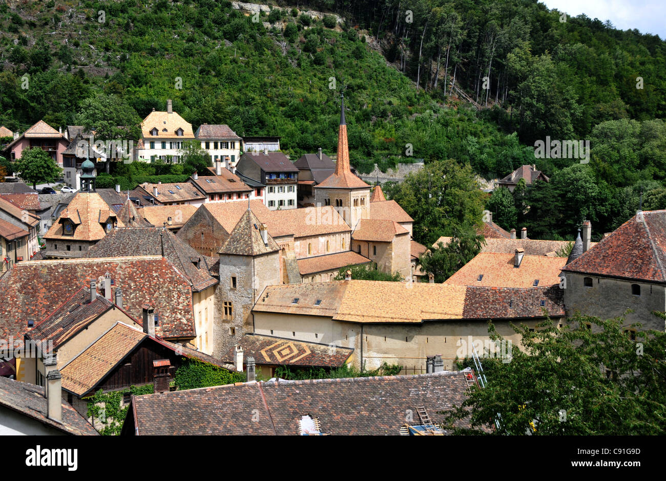 Romainmotier Kloster, Romainmotier-Neid, Kanton Waadt, Schweiz Stockfotografie - Alamy