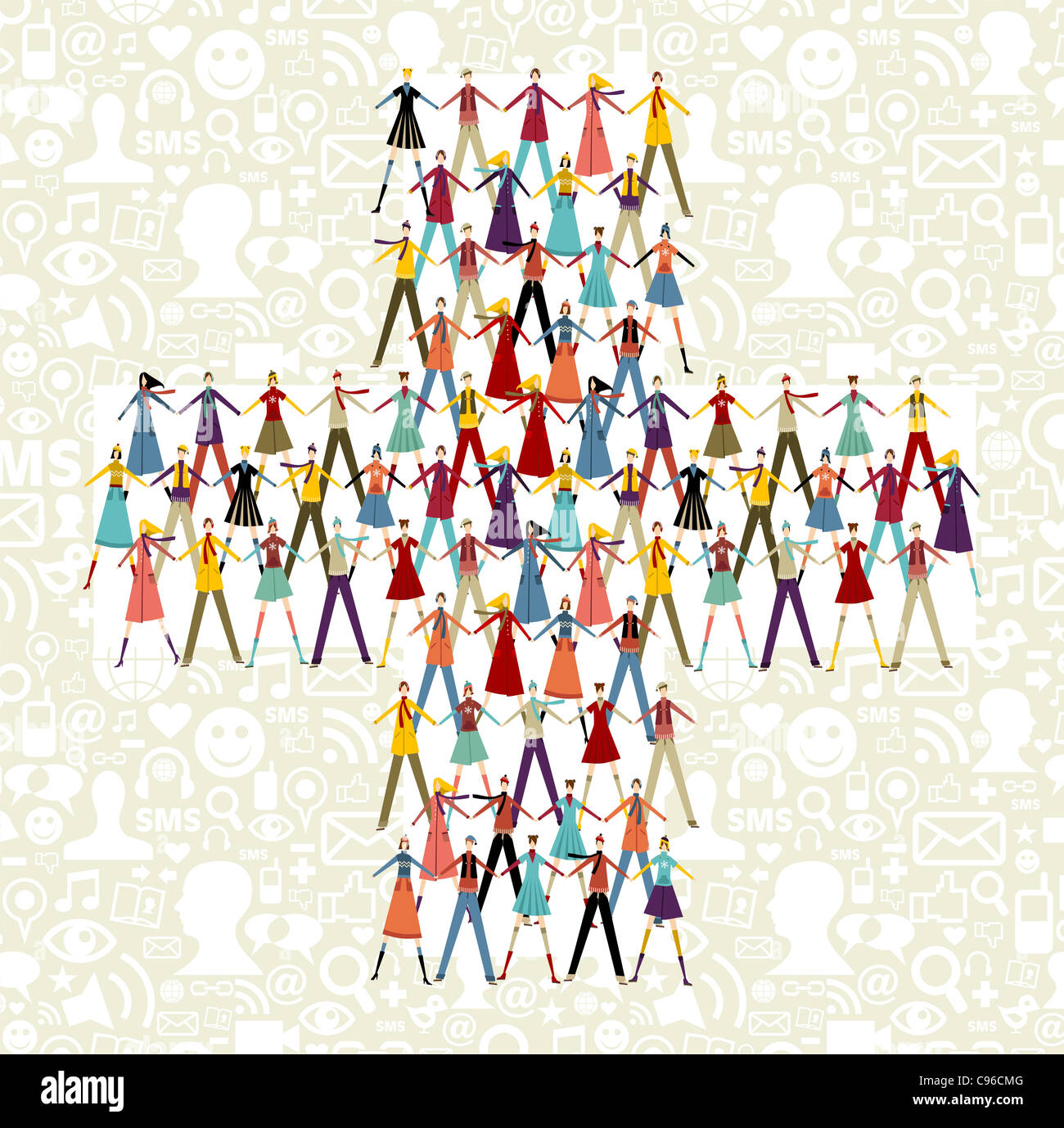 Taked mit Händen Volksgruppe in Symbolform. Soziale Symbole legen ...