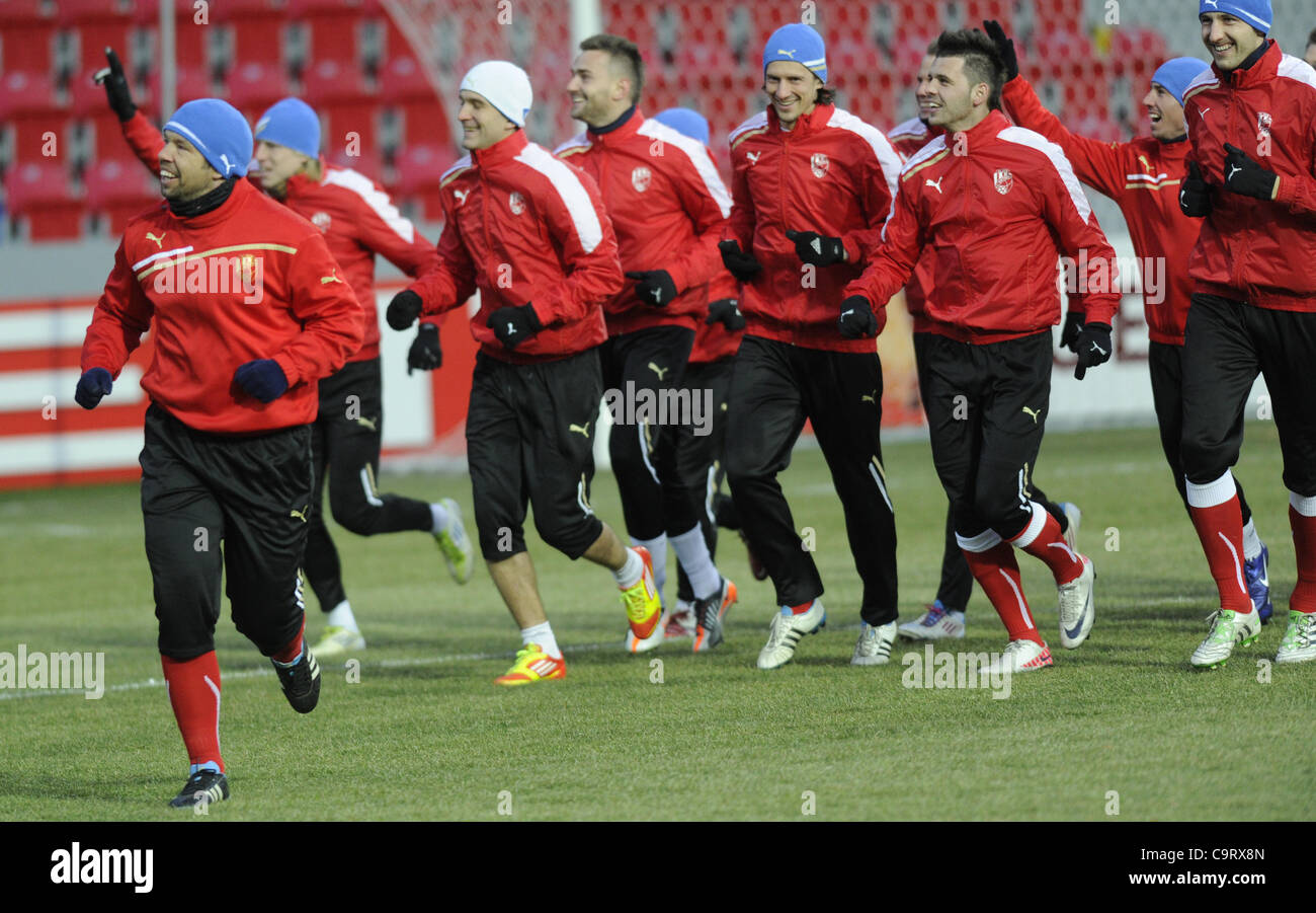 Pilsen Spieler Pavel Horvath mit Teamkollegen trainieren vor der Europa ...