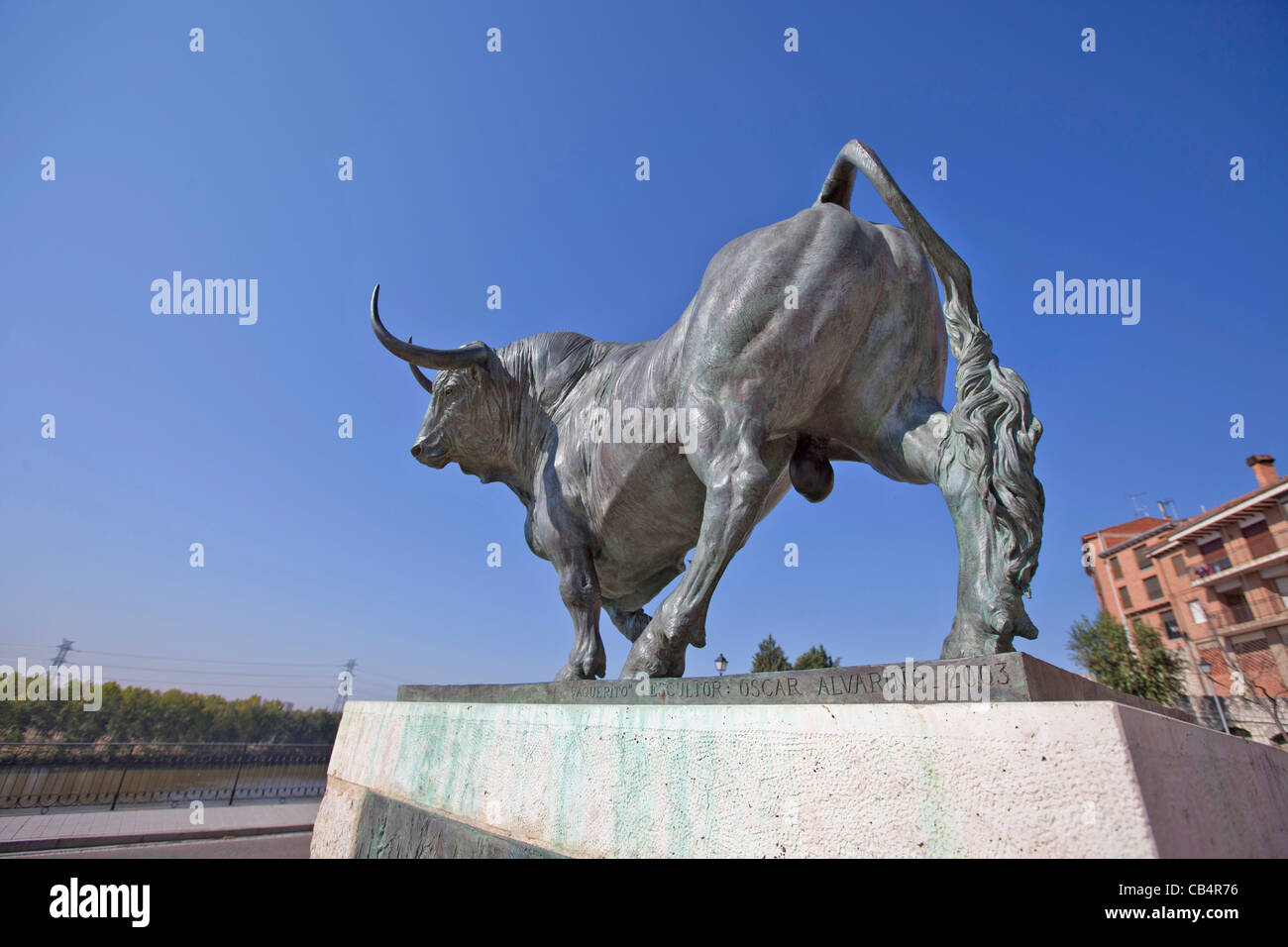 Denkmal, Bronze-Statue von Toro De La Vega Tordesillas, Castilla y León ...