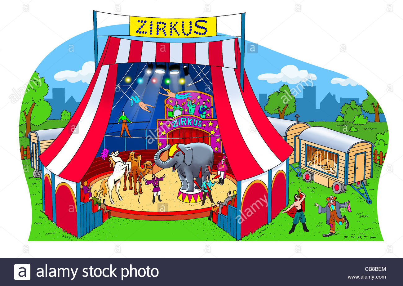 Cartoon Animal Circus Circus Tent Stockfotos & Cartoon Animal Circus ...