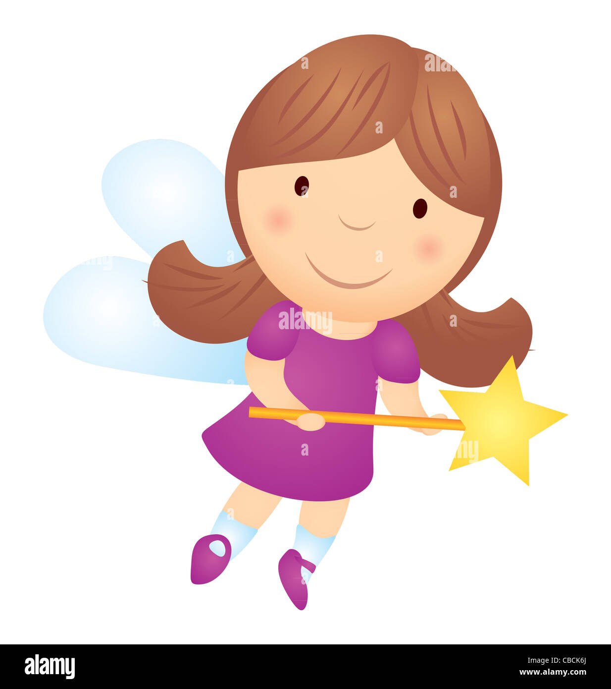 Vector Cartoon kleine Mädchen Fee mit Zauberstab isoliert auf weißem ...
