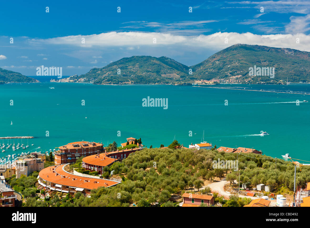 Lerici und der Golf von La Spezia, Provinz La Spezia, Ligurien, Italien ...