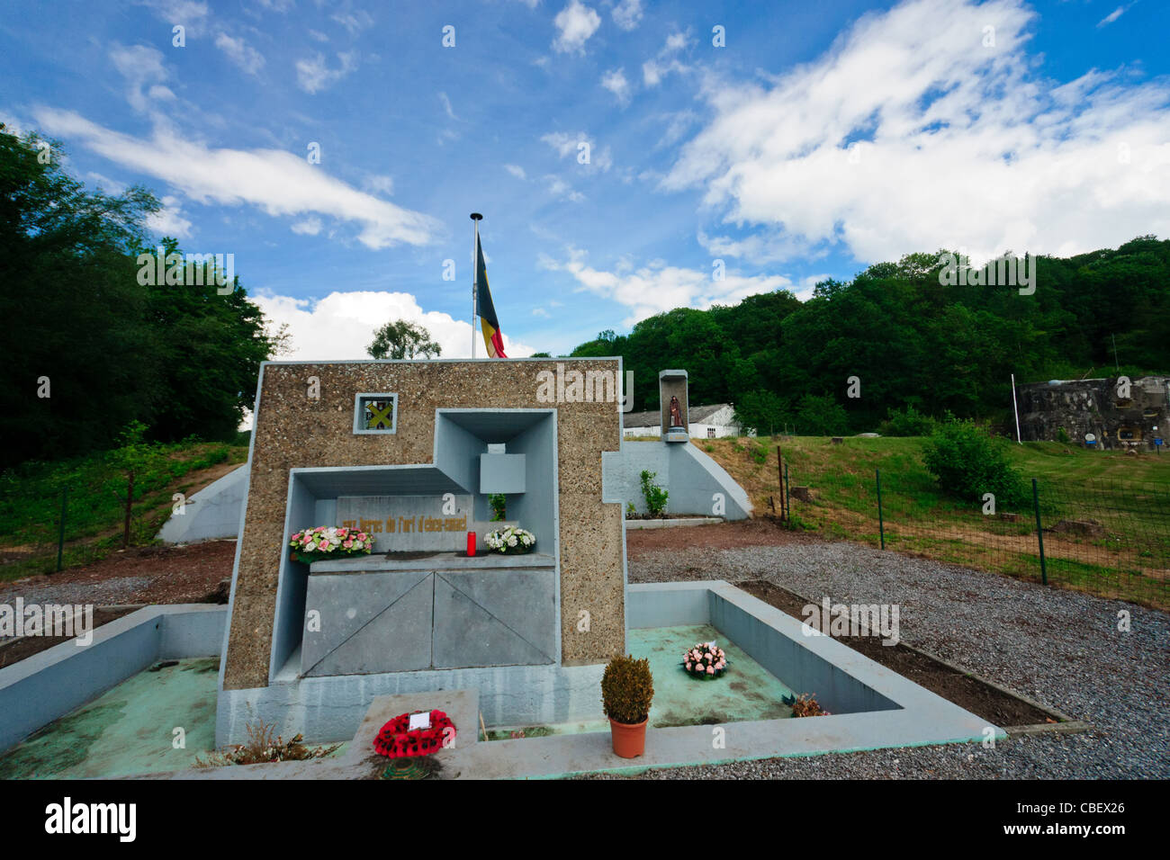 Fort Eben Emael, Belgien. Ein Denkmal für den belgischen Soldaten, die ...