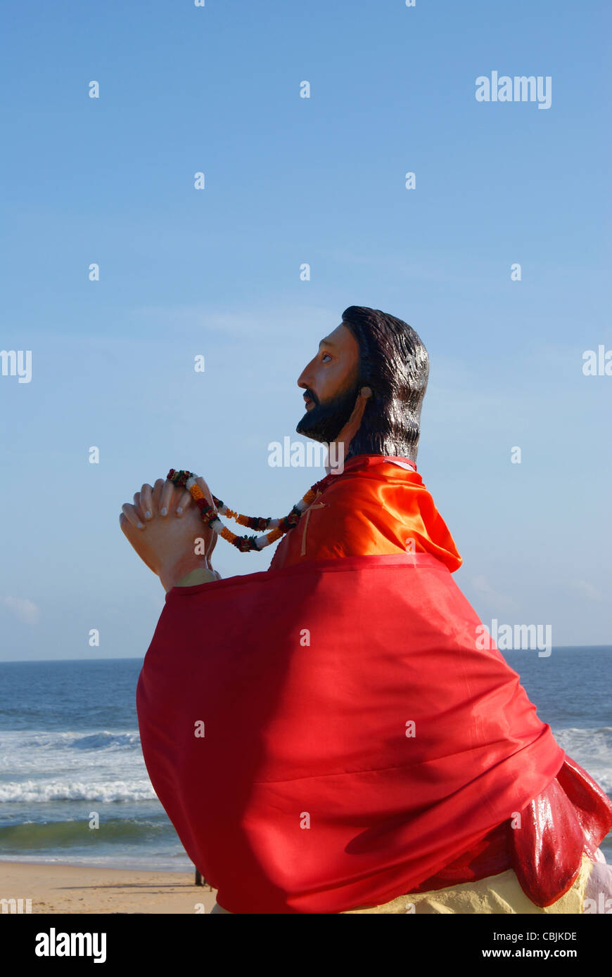Jesus Christus-Skulptur in Strand von Kerala, Indien Stockfotografie ...