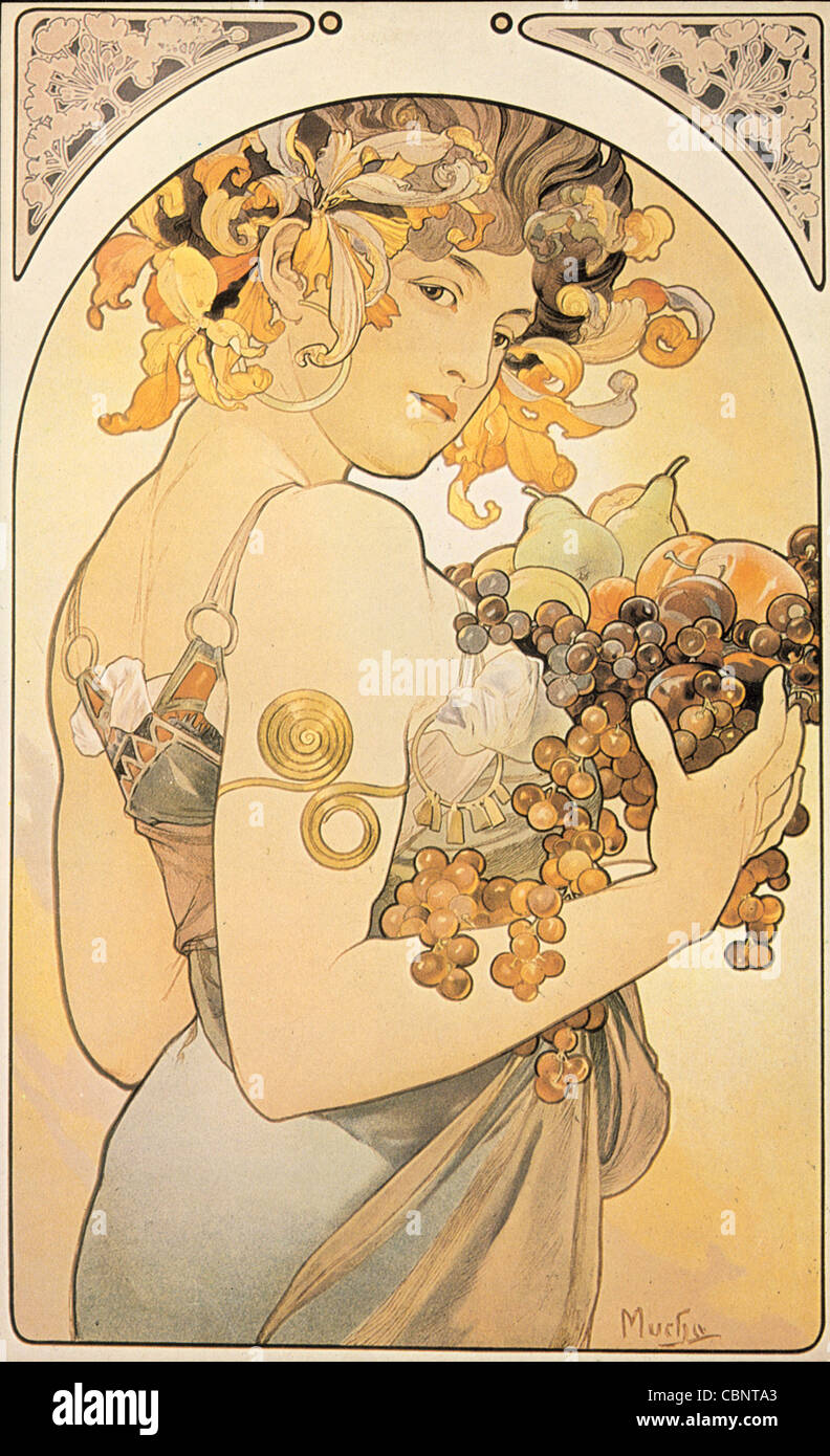 Alphonse Mucha die Frucht Stockfotografie - Alamy