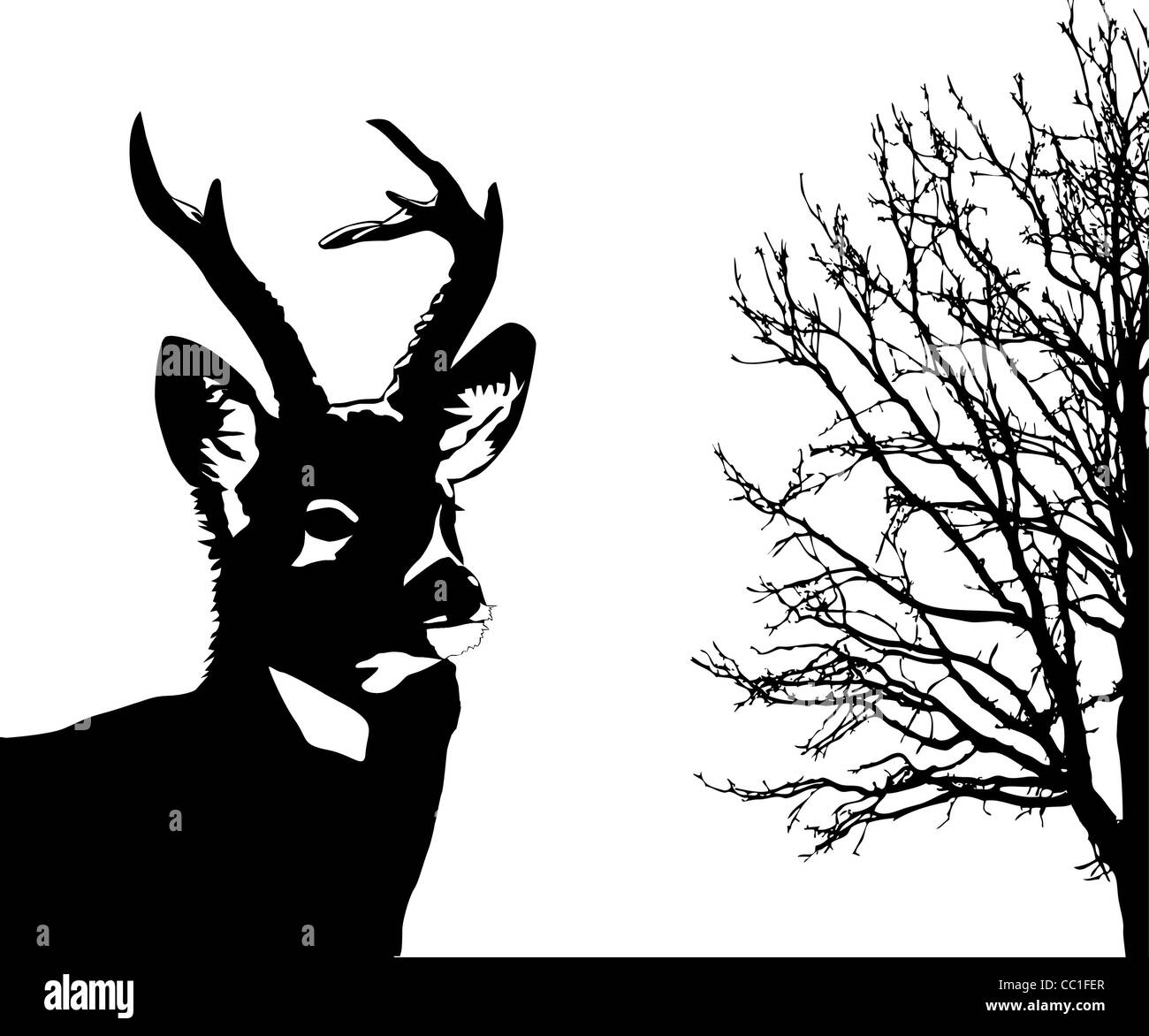 Silhouette der Hirsch auf weißem Hintergrund Stockfotografie - Alamy