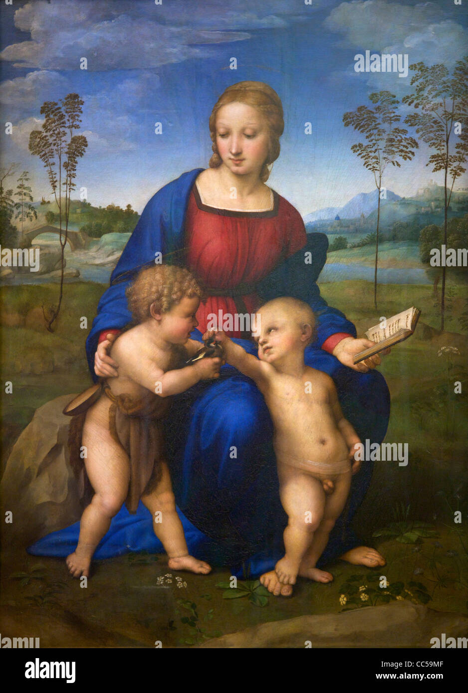 Madonna des Goldfinch, Jungfrau und Kind mit Johannes dem Täufer, 1507 von Raphael, Uffizien ...