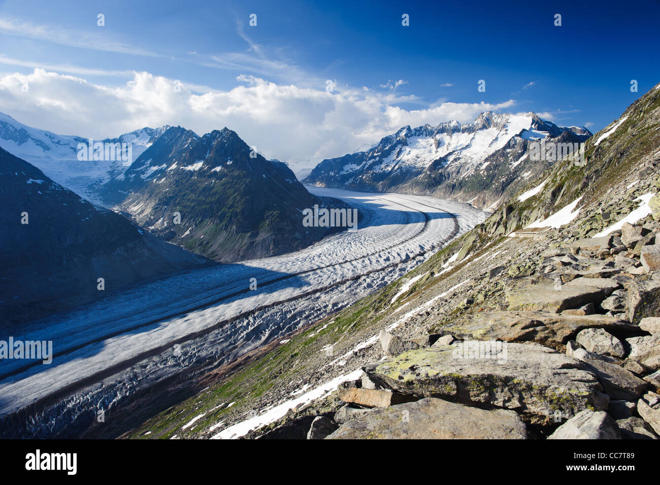 Aletschgletscher vom Breithorn, Wallis Schweiz Stockfotografie - Alamy