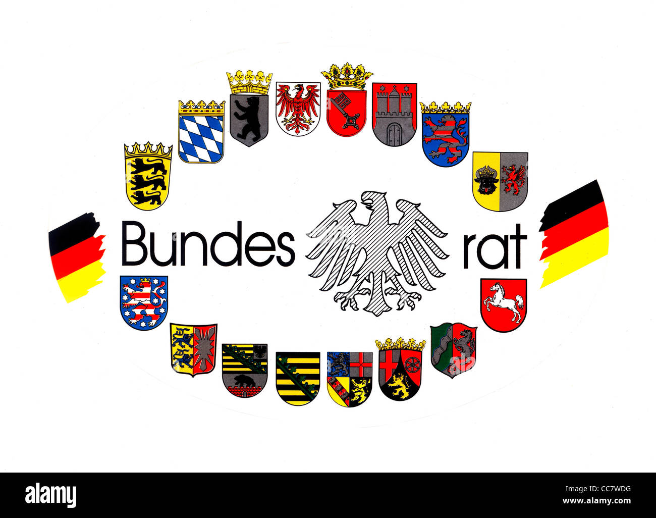 Logo des Bundesrates mit dem Wappen der 16 deutschen Bundesländer ...