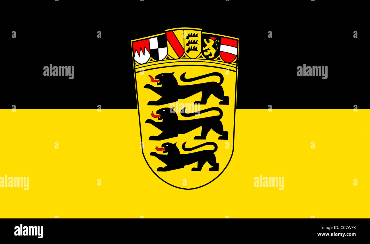 Flagge Baden-Württemberg mit der mit dem großen Wappen des Bundeslandes ... Flagge Baden-Württemberg mit der mit dem großen Wappen des Bundeslandes ...