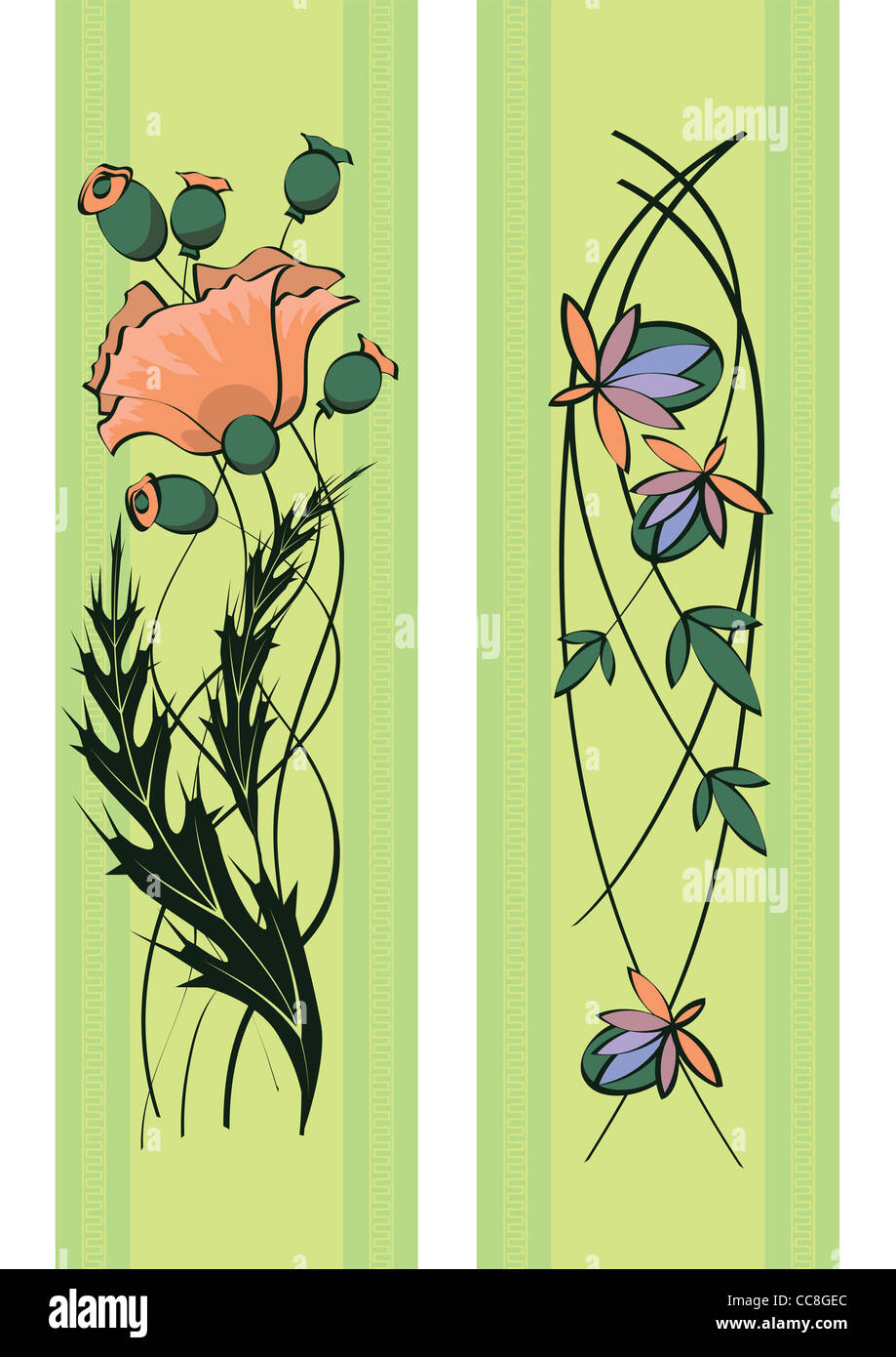 Satz von Jugendstil florale Muster Stockfotografie - Alamy