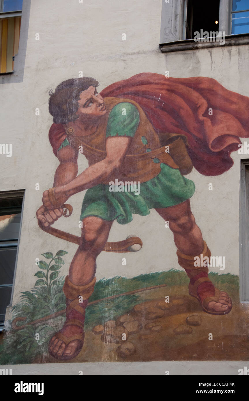 Goliathhaus mit fresko von david und goliath -Fotos und -Bildmaterial ...