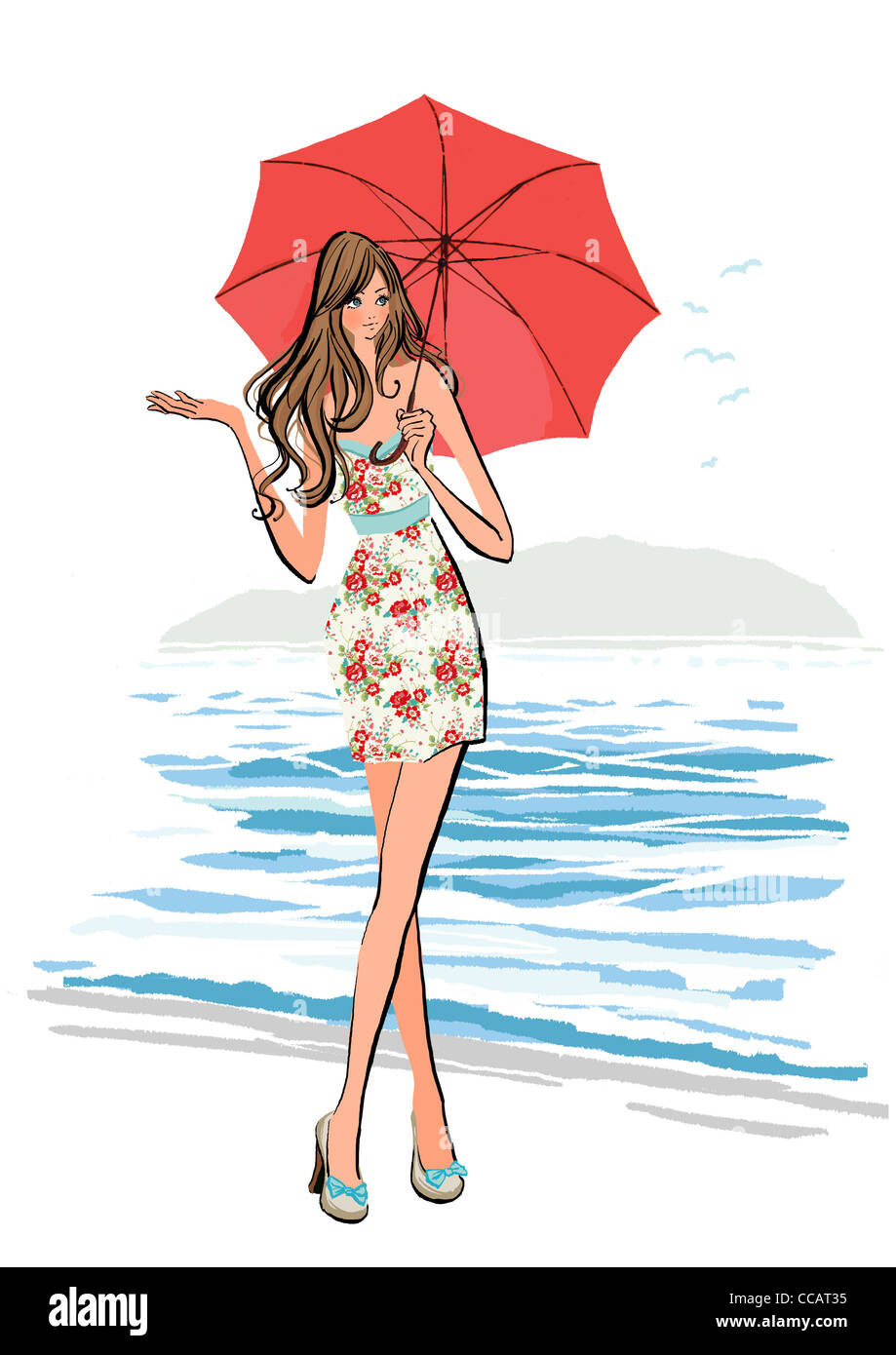 Junge frau steht am strand Ausgeschnittene Stockfotos und -bilder - Alamy