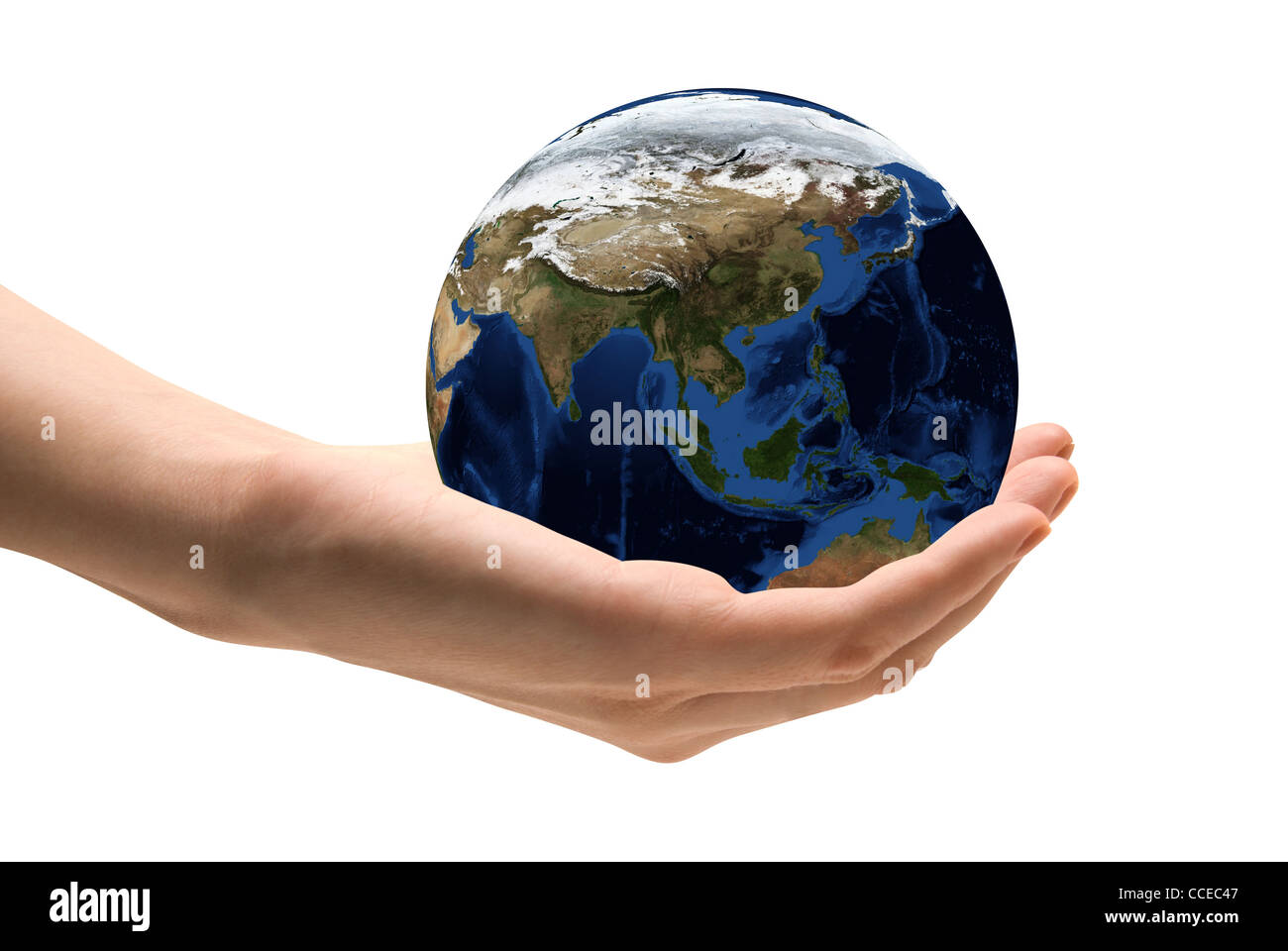 Menschliche Hand halten die Welt in Händen Karte Datenquelle - Nasa ...