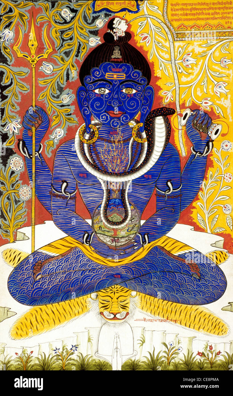 BDR80467: Tantrik Lord Shiva Miniaturmalerei auf Papier Stockfotografie ...