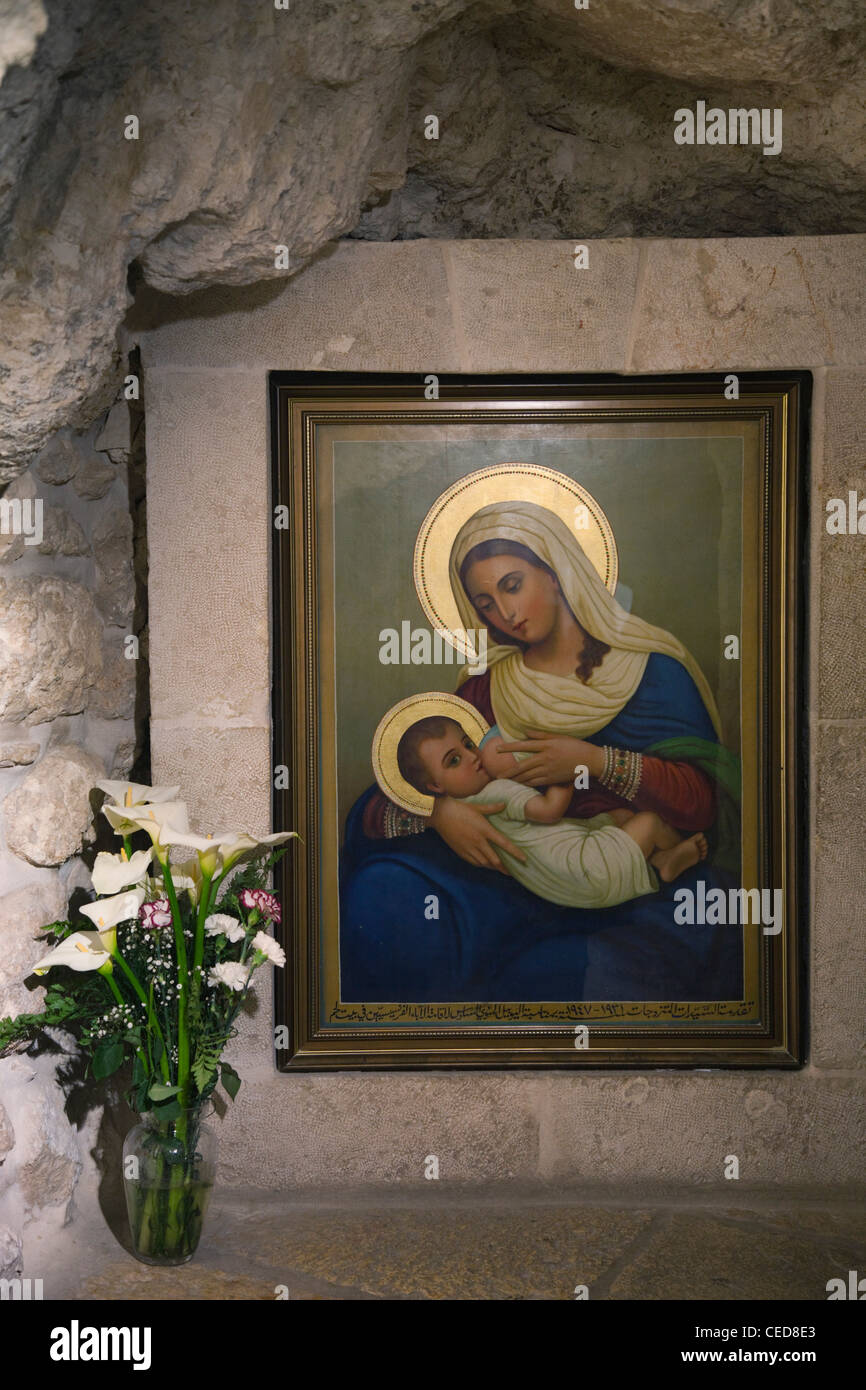 Israel, Westjordanland, Bethlehem, die Milchgrotte, Ikone der Jungfrau Maria und Jesus Christus ...