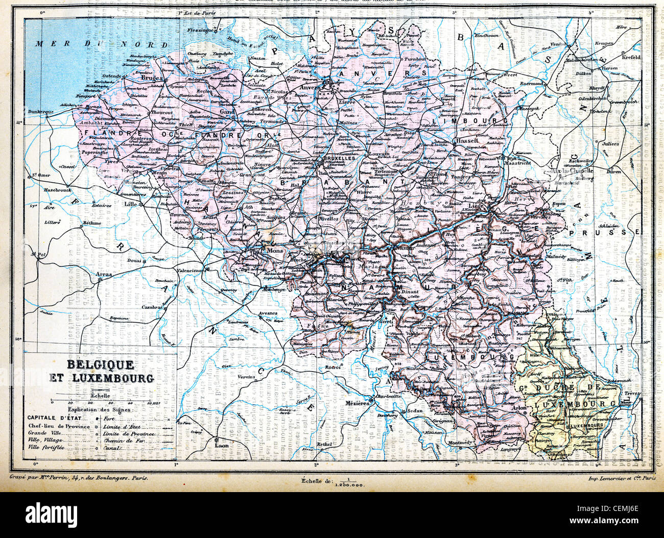 Die Karte von Luxemburg (Belgien) mit Zeichen und deren Erklärung ...