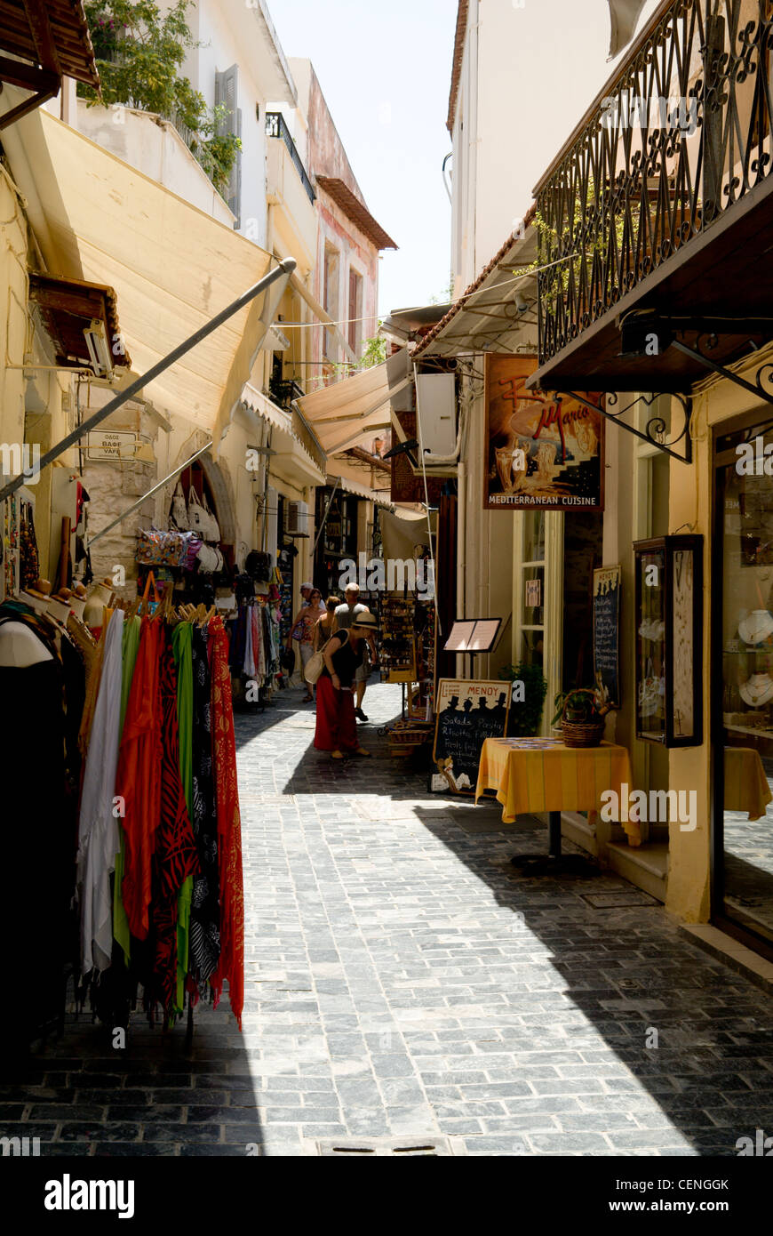 Greece Crete Rethymnon Shopping Street Stockfotos und -bilder Kaufen ...