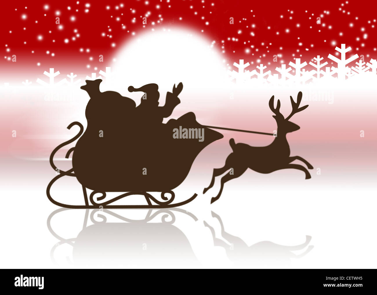 Silhouette des Santa Claus Schlitten und Rentiere Stockfotografie - Alamy