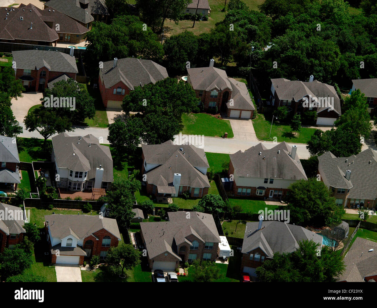 Luftaufnahme der Vororte in Dallas-Ft Worth Metroplex. Texas hat ...