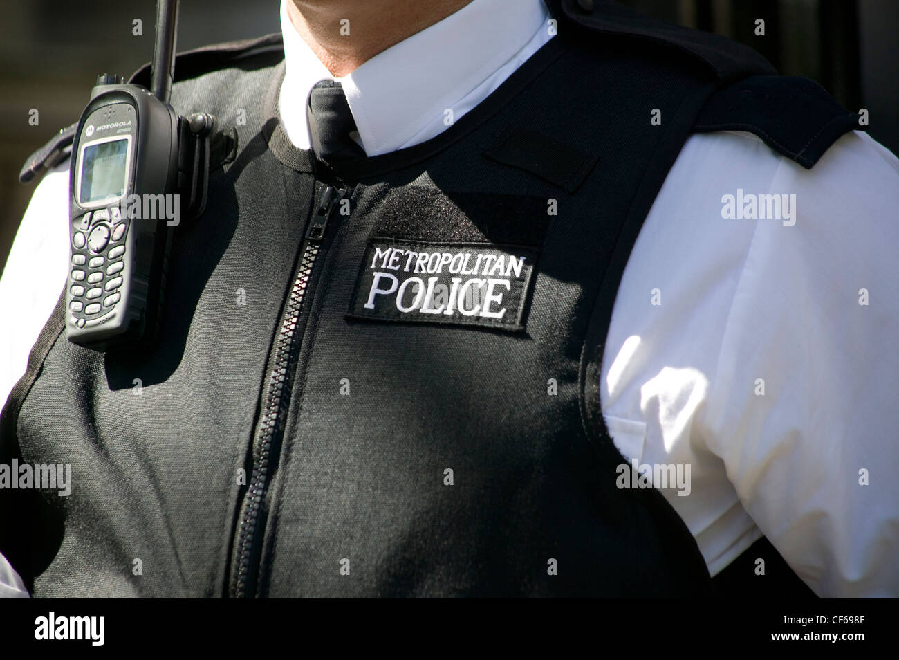 Detail der Metropolitan Police Constable-uniform. Die Metropolitan ...