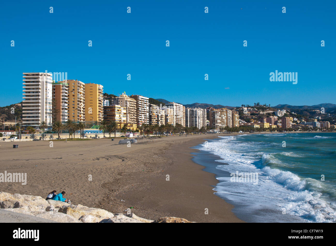 Playa De La Malagueta Strand Mitteleuropa Malaga Andalusien Spanien ...