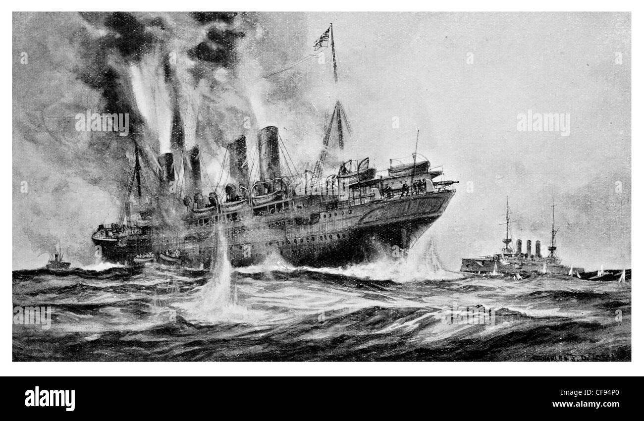 Versenkung der Kaiser Wilhelm Der grosse durch HMS Highflyer ...