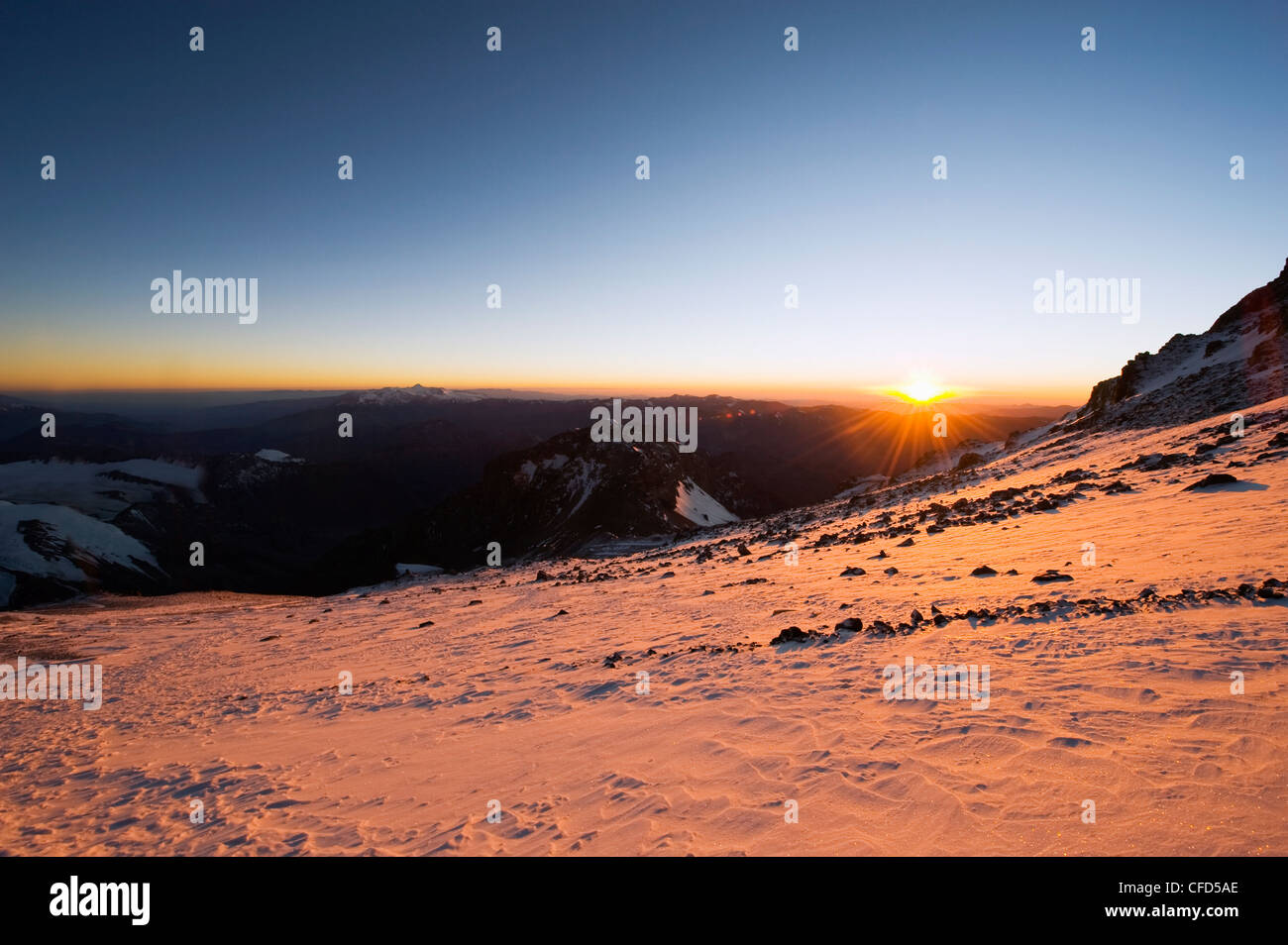 Sunrise, Aconcagua 6962m höchsten Berg in Südamerika, Aconcagua ...
