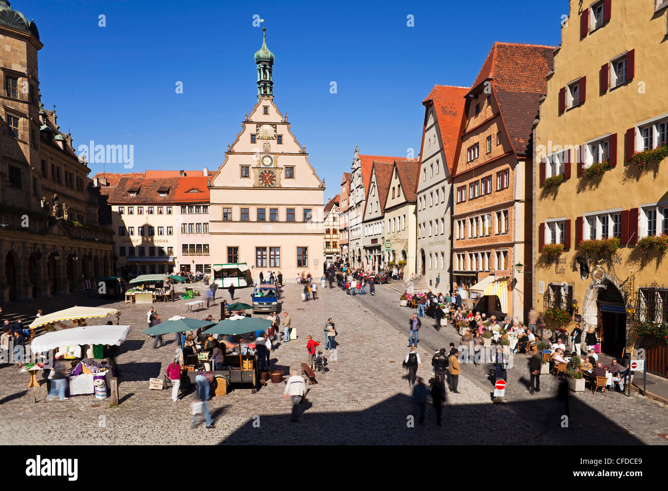 Marktplatz, Rothenburg Ob der Tauber, Franken, Bayern, Deutschland ...