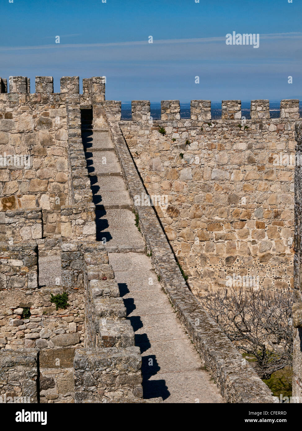 Trujillo Burg, Innenansicht der Mauer aus dem Mittelalter ...