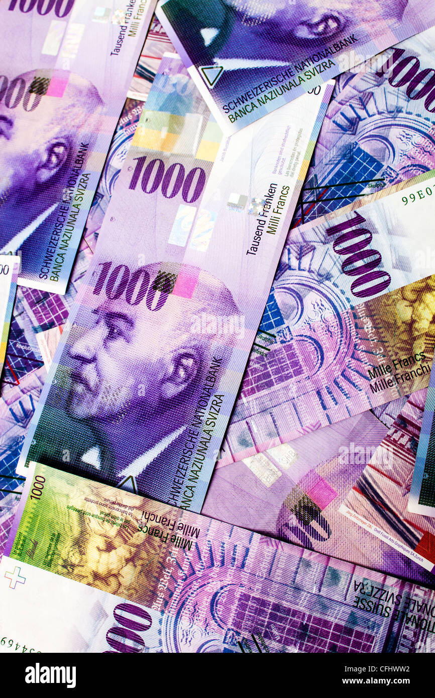 Schweizer Banknoten, mehrere tausend Franken, Bargeld, Papiergeld ...