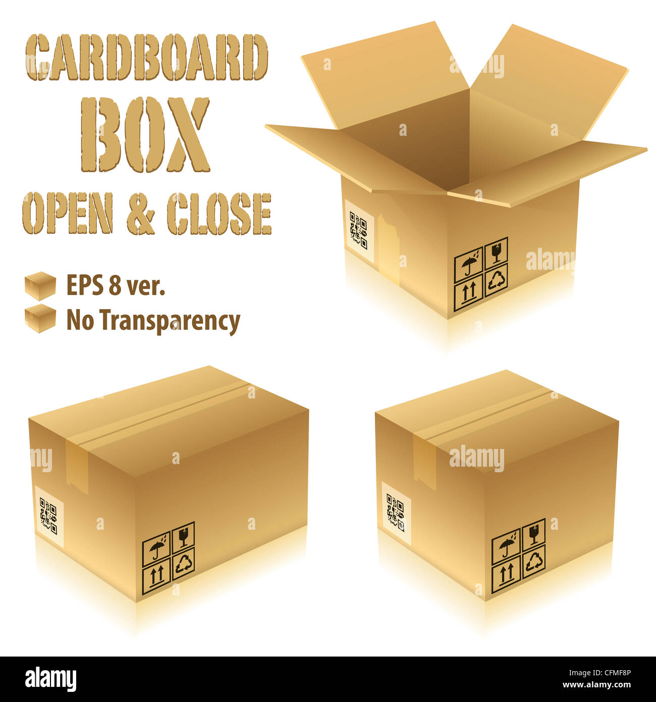 Offen und geschlossen Kartons mit Icons, Vektor-Illustration ...